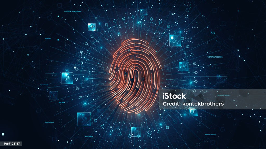 Fingerprint Biometric Authentication Button Digital Security Concept