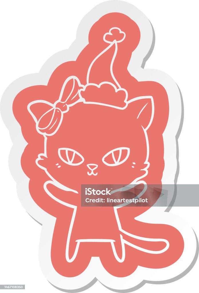 Autocollant De Dessin Animé Excentrique Mignon Dun Chat Portant Un