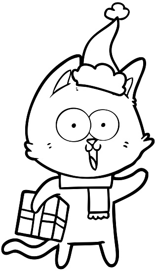 Dessin Au Trait Amusant Dessiné À La Main Dun Chat Portant Un Chapeau