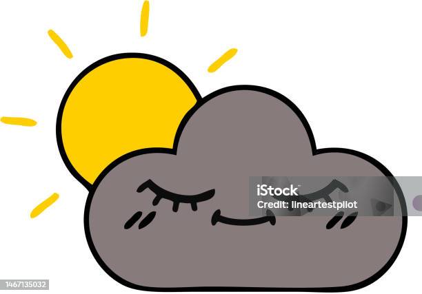 Dessin Animé Mignon Dun Nuage Dorage Et Du Soleil Vecteurs Libres De