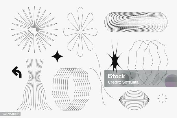Vector Graphic Assets Set Bold Modern Shapes Stock Illustration