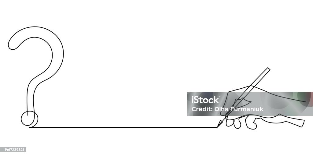 Écriture De La Main Avec Point Dinterrogation Dessin Dune Ligne Dessin