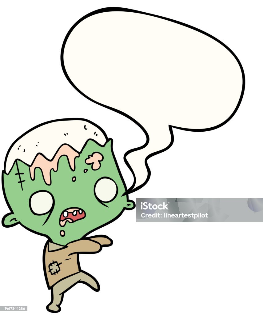 Mignon Zombie De Dessin Animé Avec Bulle De Parole Vecteurs Libres De