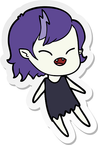 Autocollant Dune Fille Vampire Riant De Dessin Animé Flottant Vecteurs