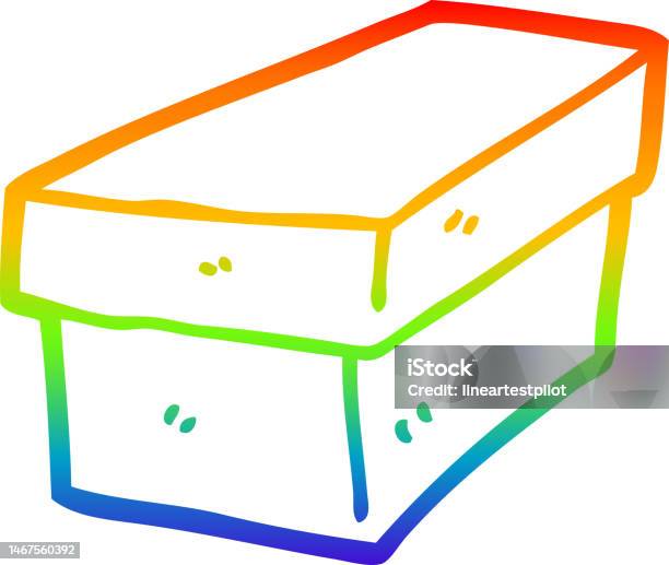 Dessin Au Trait Dégradé Arcenciel Dune Boîte En Carton De Dessin Animé