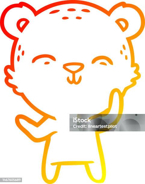 Dessin Au Trait Dégradé Chaud Dun Ours De Dessin Animé Heureux Vecteurs