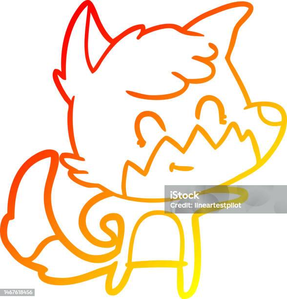 Dessin Au Trait Dégradé Chaud Dun Renard Amical Pour Les Dessins Animés