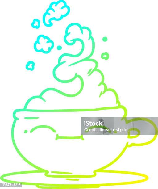 Dessin Au Trait Dégradé Froid Dune Tasse De Café Chaud De Dessin Animé