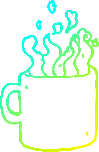 Dessin Au Trait Dégradé Froid Dune Tasse De Café Chaud De Dessin Animé