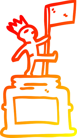 Dessin Au Trait Dégradé Chaud Dune Statue De Monument De Bande Dessinée