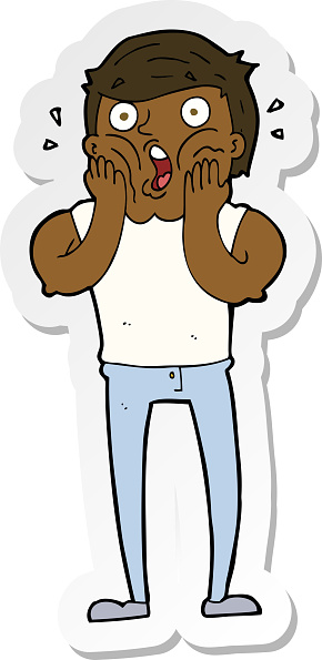 Autocollant Dun Homme Haletant De Dessin Animé Vecteurs Libres De