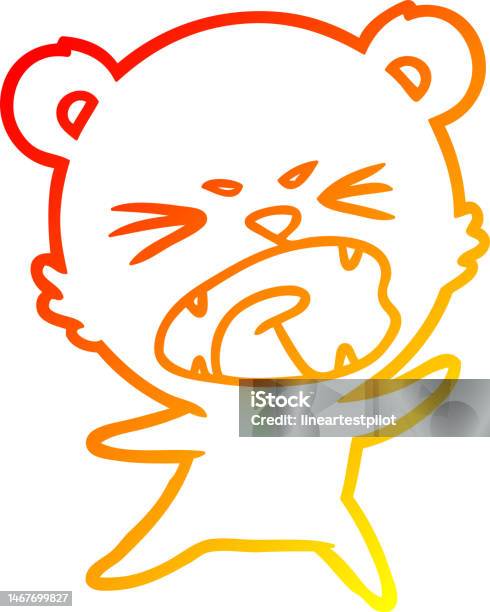 Dessin Au Trait Dégradé Chaud Dun Ours De Dessin Animé En Colère