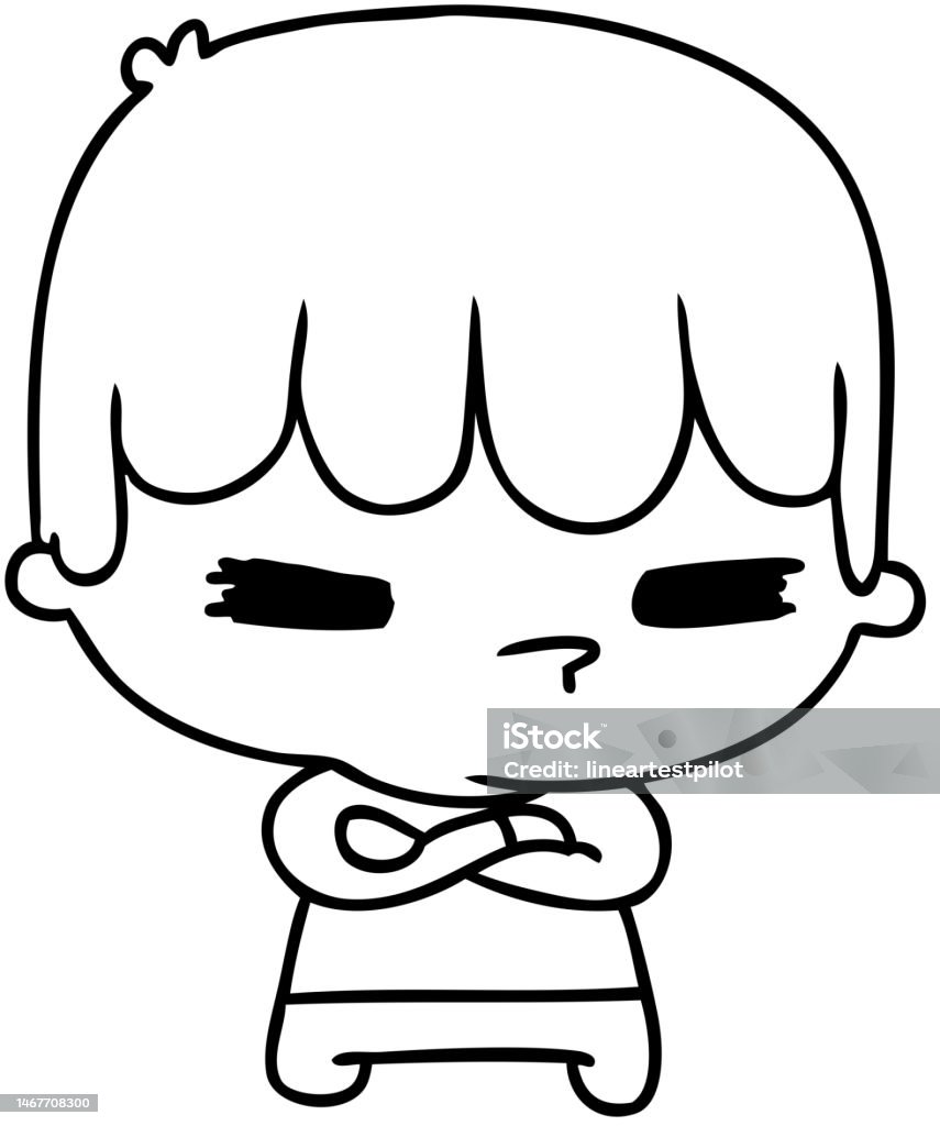 Dessin Au Trait Illustration Dun Garçon De Croix Mignon Kawaii Vecteurs
