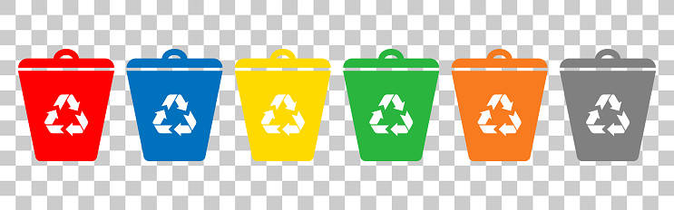 Trash Bin Vector Icon Settrash Cancolorful Recycle Trash Bucketdustbin
