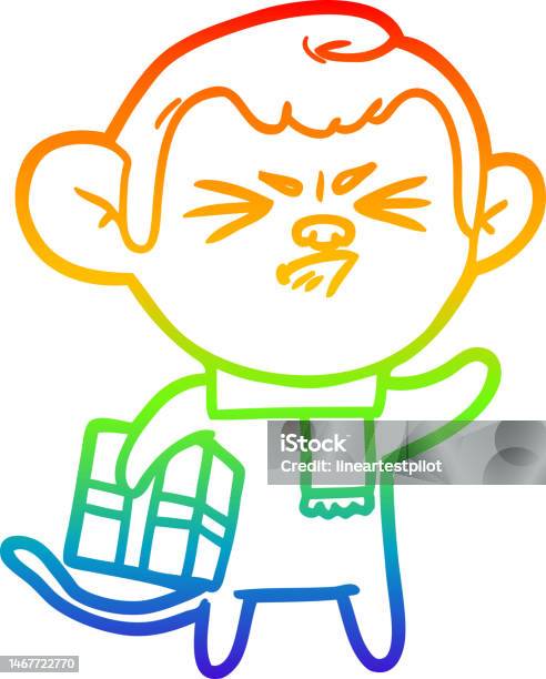 Dessin Au Trait Dégradé Arcenciel Dun Singe Agacé De Dessin Animé