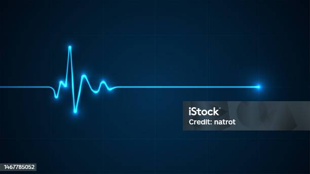 Emergency Ekg Monitoring Blue Glowing Neon Heart Pulse Heart Beat
