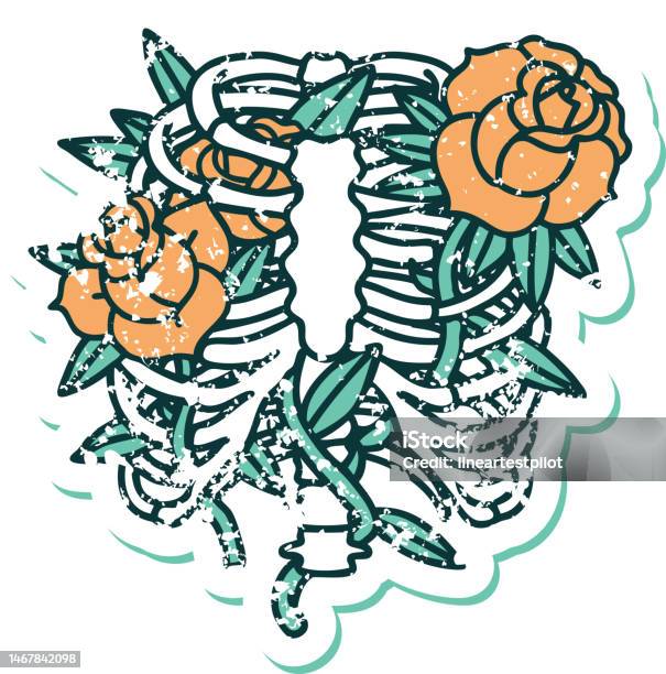 Image Emblématique De Style Tatouage Autocollant En Détresse Dune Cage