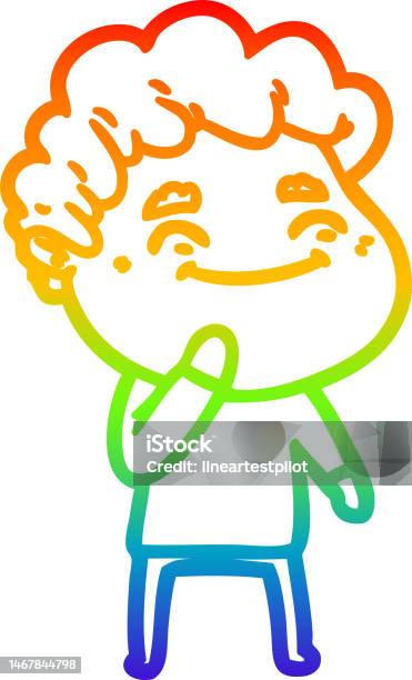 Dessin Au Trait Dégradé Arcenciel Dun Homme Amical De Dessin Animé