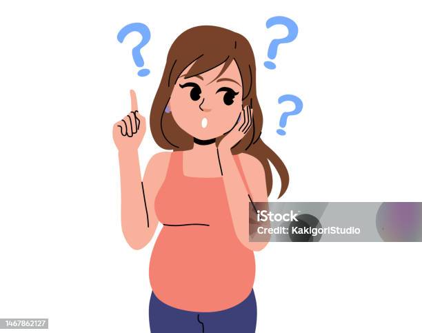 Stressed Pregnant Woman Having Questions Stock Illustration Download
