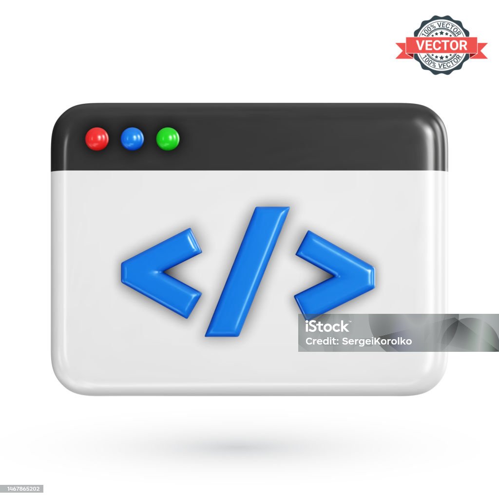 Program Code Development Icon Web Coding Or Website Programming Concept Web Browser Window Or