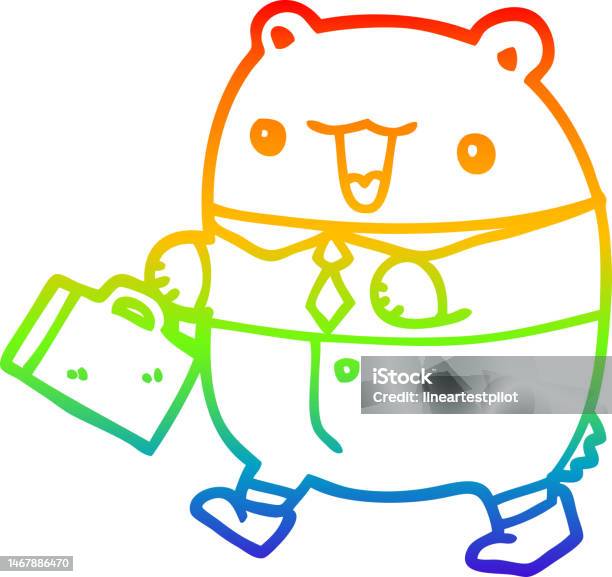 Dessin Au Trait Dégradé Arcenciel Dun Mignon Ours Daffaires De Dessin