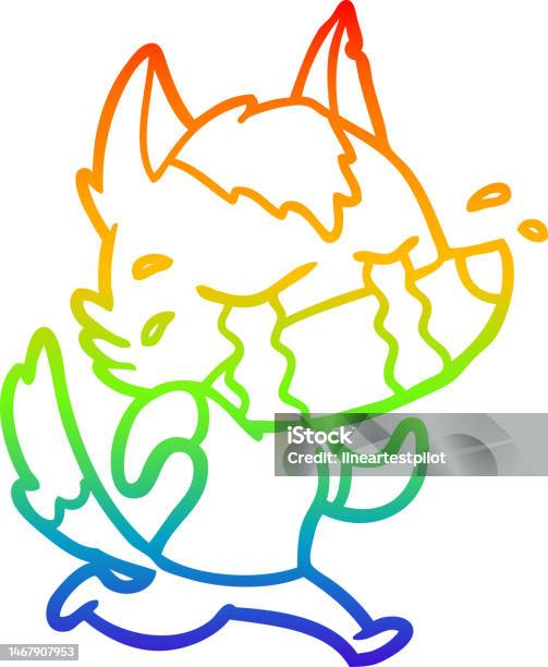 Dessin Au Trait Dégradé Arcenciel Dun Dessin Animé Criant Au Loup
