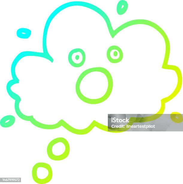 Dessin Au Trait Dégradé Froid Dun Nuage De Pensée Hurlant De Dessin