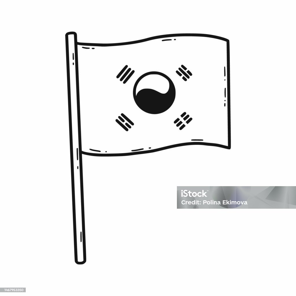 Vetores De Bandeira Da Coreia Do Sul Ilustração De Rabisco Vetorial