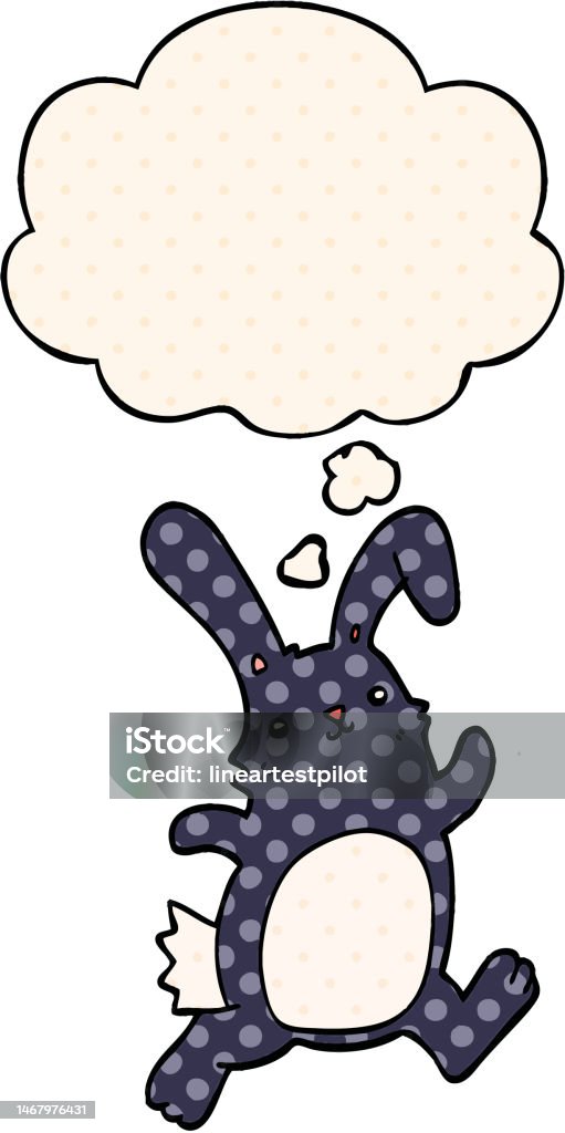 Lapin De Dessin Animé Courant Avec Une Bulle De Pensée Dans Le Style De