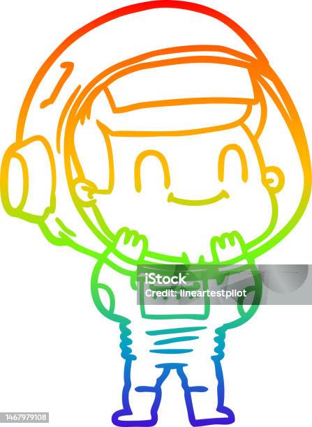 Dessin Au Trait Dégradé Arcenciel Dun Astronaute De Dessin Animé
