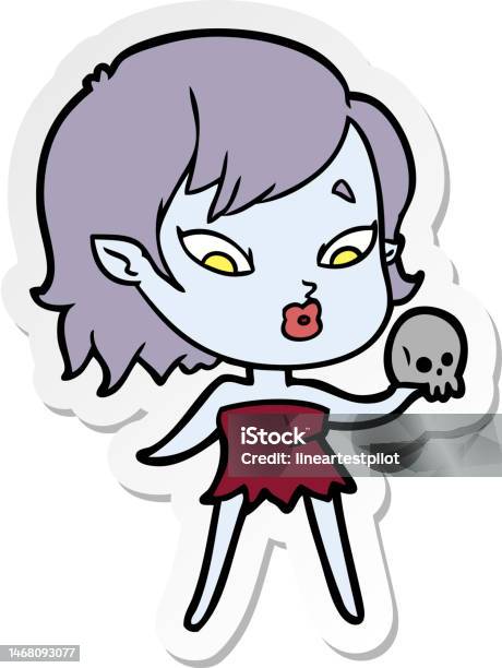Autocollant Dune Jolie Fille Vampire De Dessin Animé Vecteurs Libres De