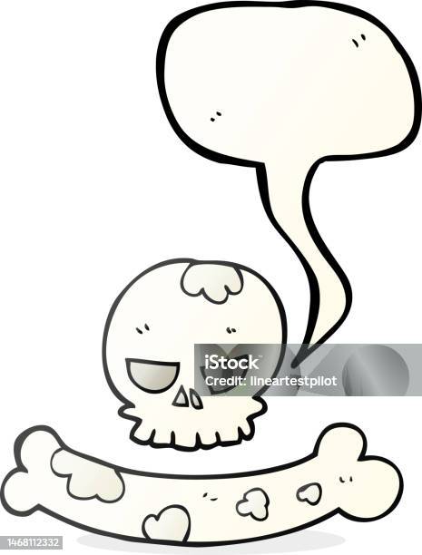 Discours Dessiné À Main Levée Bulle Dessin Animé Symbole Du Crâne Et De