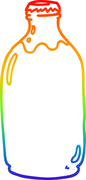 Dessin Au Trait Dégradé Arcenciel Dune Bouteille De Lait De Dessin