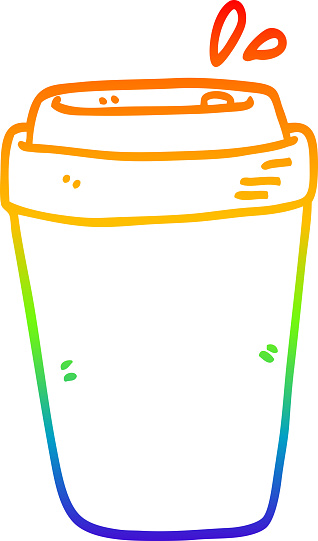 Dessin Au Trait Dégradé Arcenciel Dune Tasse À Café De Dessin Animé