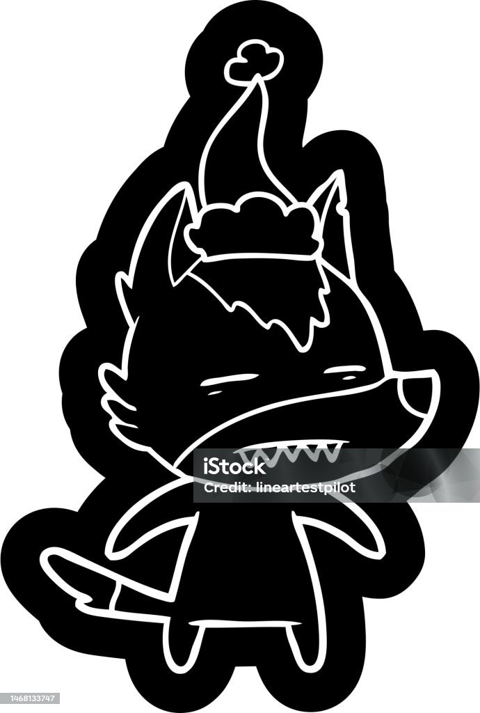 Icône De Dessin Animé Originale Dun Loup Montrant Des Dents Portant Un