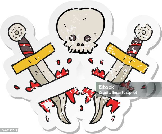 Autocollant Rétro En Détresse Dun Tatouage De Poignard De Dessin Animé ... Autocollant Rétro En Détresse Dun Tatouage De Poignard De Dessin Animé ...