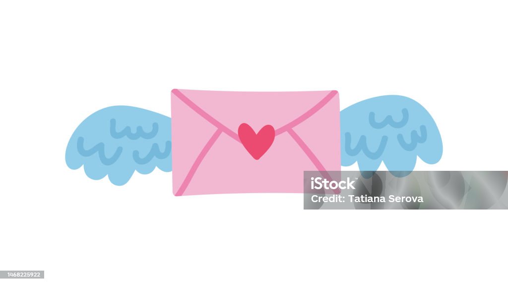 Belle Enveloppe De Lettre Volante Isolée Sur Blanc Jolie Enveloppe De