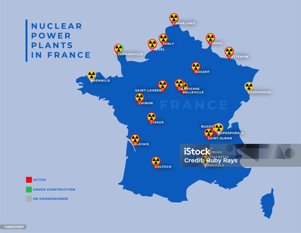 Map Of Nuclear Energy In France Nuclear Reactors Throughout France ... Map Of Nuclear Energy In France Nuclear Reactors Throughout France ...