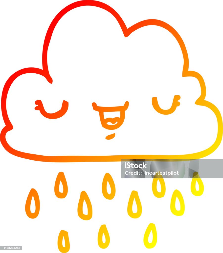 Dessin Au Trait Dégradé Chaud Dun Nuage Dorage De Dessin Animé Vecteurs