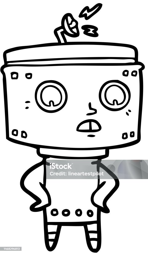 Ilustración De Robot De Historieta Y Más Vectores Libres De Derechos De