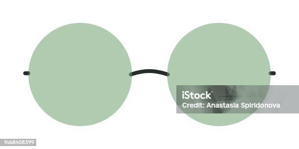Flat Vector Hippy Boho Round Shaped Sunglasses Illustration Hand Drawn