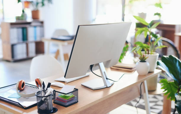 Free Stock Photo of Desktop Computer on Desk in Office | Download Free ...