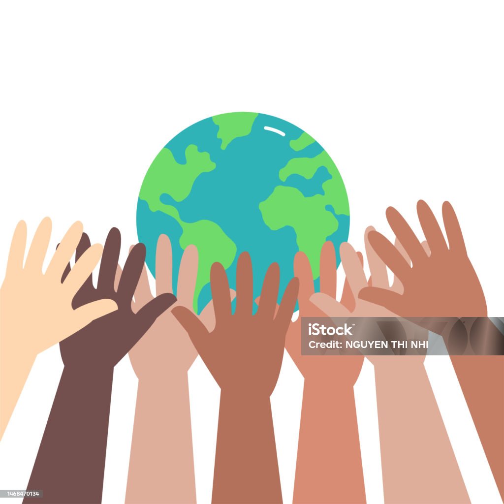 World Earth Day Concept Hands Holding Globe Earth Stock Illustration