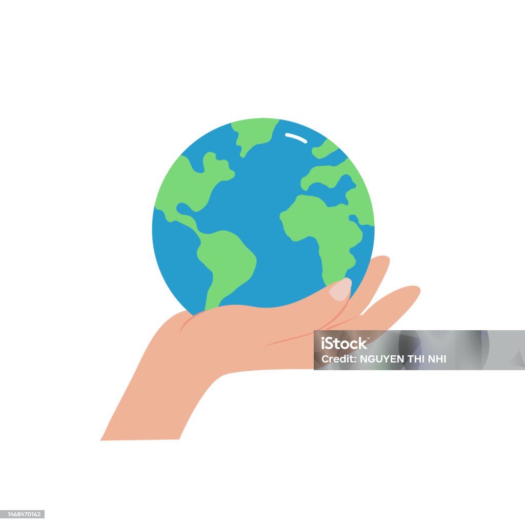 World Earth Day Concept Hands Holding Globe Earth Stock Illustration