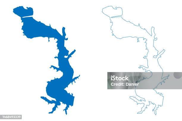 Lake Milford Reservoir Carte Illustration Vectorielle Croquis Griffonné