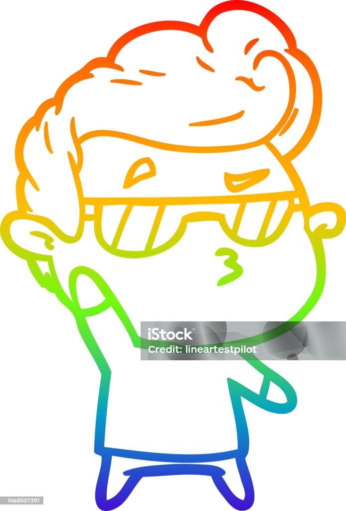 Dessin Au Trait Dégradé Arcenciel Dun Gars Cool De Dessin Animé