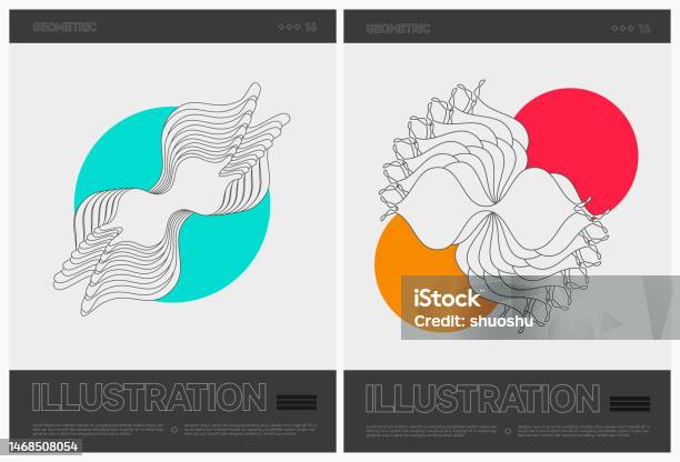 Abstract Turning Line Structure Geometric Design Template Pattern