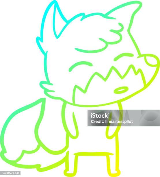 Dessin Au Trait Dégradé Froid Dun Renard De Dessin Animé Vecteurs