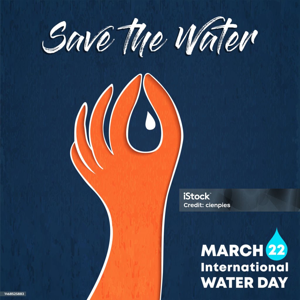 Save Water Human Hand Card For World Waters Day Stock Illustration