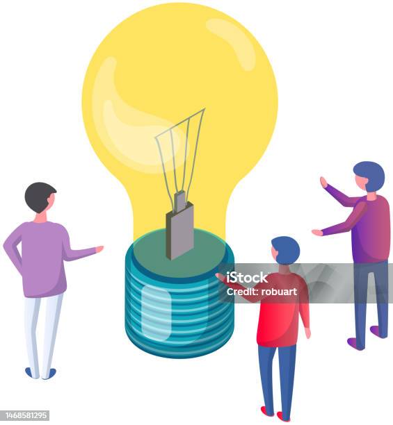 Kerja Tim Dan Bola Lampu Sebagai Simbol Ide Kreatif Baru Orang Yang